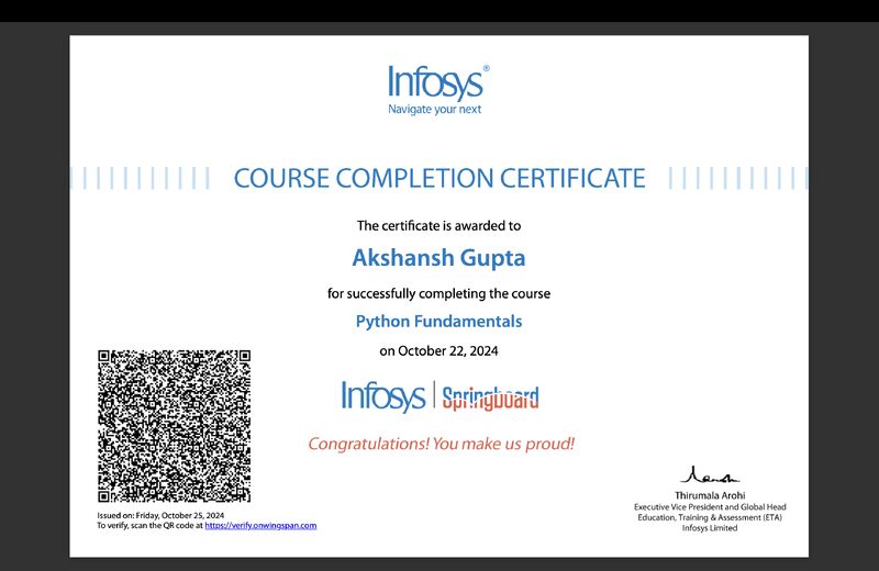 Akshansh Gupta on LinkedIn: #python #certification #learning # ... Akshansh Gupta on LinkedIn: #python #certification #learning # ...