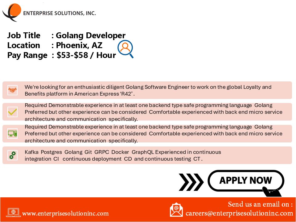 Enterprise Solutions Inc. on LinkedIn: #golang #golangjobs # ... Enterprise Solutions Inc. on LinkedIn: #golang #golangjobs # ...
