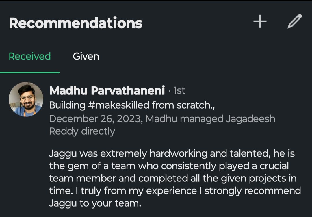 Jagadeesh Reddy Medam on LinkedIn: I'm deeply thankful to Madhu P., CEO ... Jagadeesh Reddy Medam on LinkedIn: I'm deeply thankful to Madhu P., CEO ...