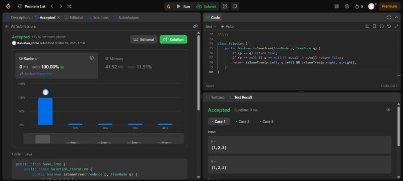 🌟Cracking LeetCode: Same Tree 🌳 Recently, I tackled the 🌟Cracking LeetCode: Same Tree 🌳 Recently, I tackled the