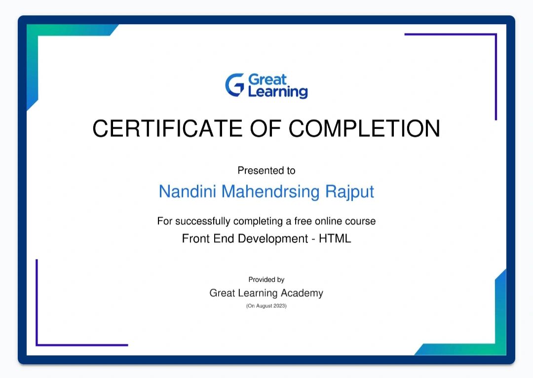 Nandini Rajput on LinkedIn: hi all, i have successfully completed the ... Nandini Rajput on LinkedIn: hi all, i have successfully completed the ...
