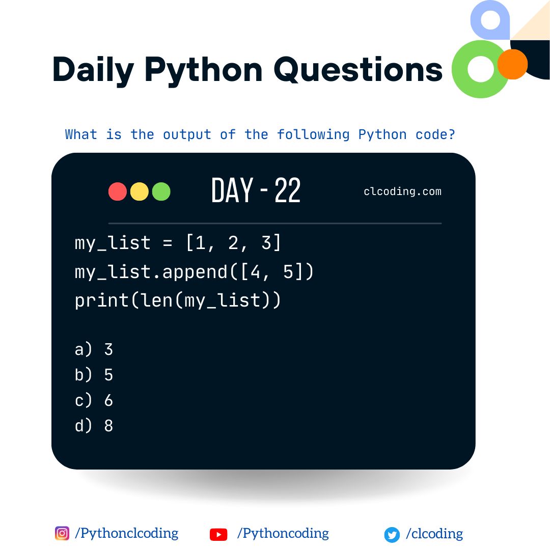 Python Coding on LinkedIn: Python Coding challenge - Day 22 What is the ... Python Coding on LinkedIn: Python Coding challenge - Day 22 What is the ...