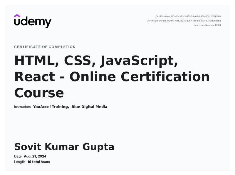 Sovit Kumar Gupta on LinkedIn: #udemy #webtechnology #frontend #new # ... Sovit Kumar Gupta on LinkedIn: #udemy #webtechnology #frontend #new # ...