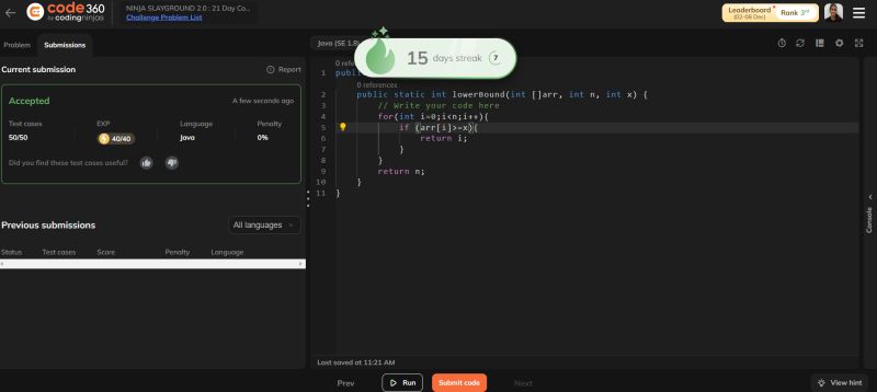 Anshika Tandon on LinkedIn: #ninjaslayground #codingninjas #codingjourney Anshika Tandon on LinkedIn: #ninjaslayground #codingninjas #codingjourney