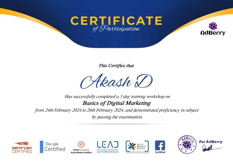 Akash D on LinkedIn: Successfully completed digital marketing workshop ... Akash D on LinkedIn: Successfully completed digital marketing workshop ...
