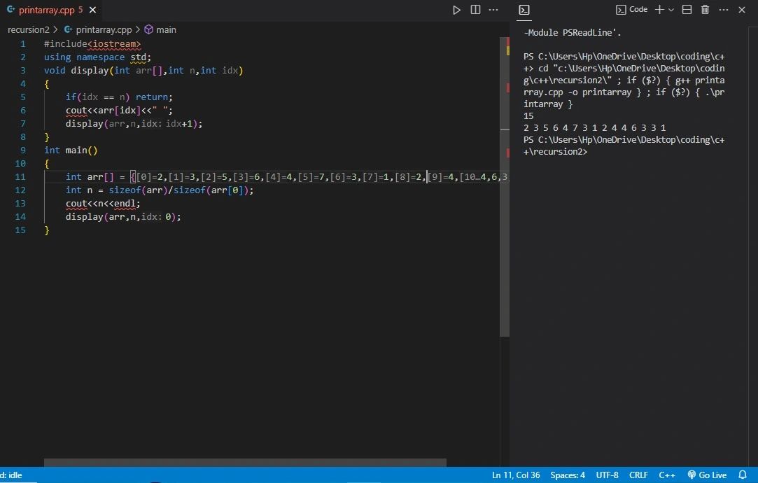 Rishabh Pareek on LinkedIn: Day 34 : traversing an array using recursion. Rishabh Pareek on LinkedIn: Day 34 : traversing an array using recursion.