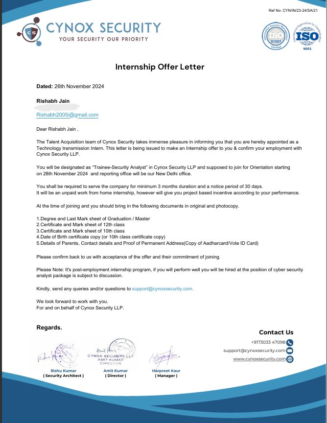 Rishabh Jain on LinkedIn: #grateful #cybersecurity #internship # ... Rishabh Jain on LinkedIn: #grateful #cybersecurity #internship # ...