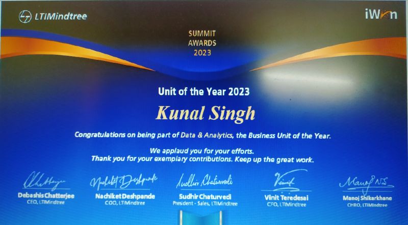 Kunal Kumar Singh on LinkedIn: Business Unit of the Year!! 😊 Kunal Kumar Singh on LinkedIn: Business Unit of the Year!! 😊