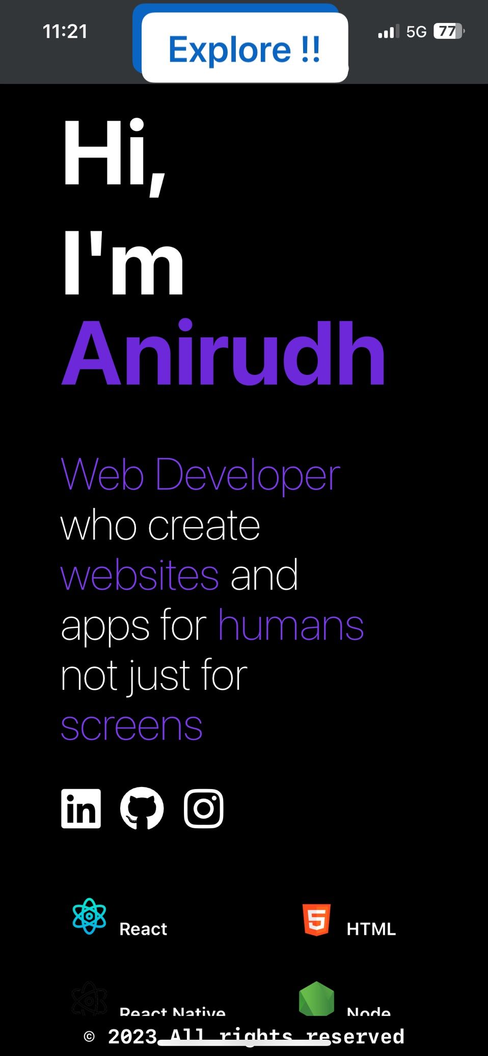 Completed my Portfolio project with Reactjs and Tailwindcss | Anirudh ... Completed my Portfolio project with Reactjs and Tailwindcss | Anirudh ...