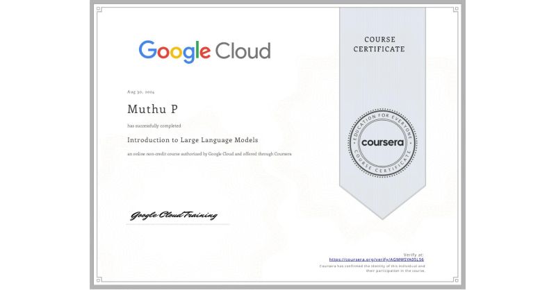 Muthu P on LinkedIn: COMPLETED 💯 😁 introduction to large language model Muthu P on LinkedIn: COMPLETED 💯 😁 introduction to large language model