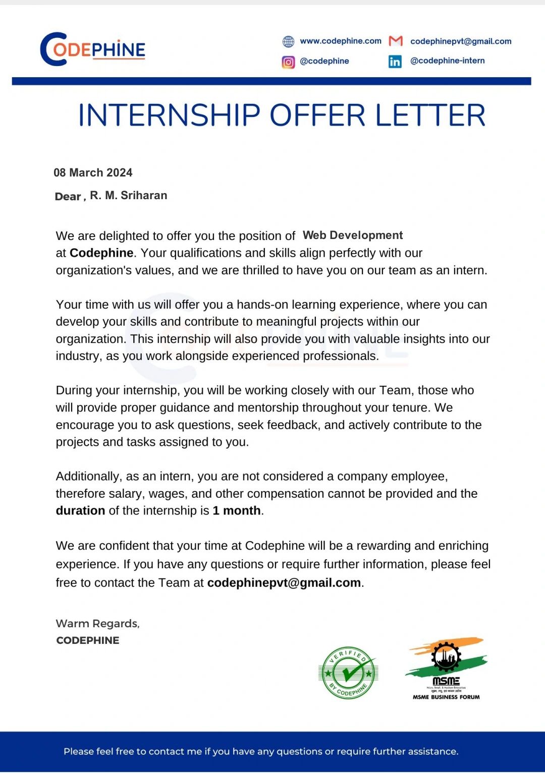 #internship #newbeginnings #codephine | Sriharan R M #internship #newbeginnings #codephine | Sriharan R M