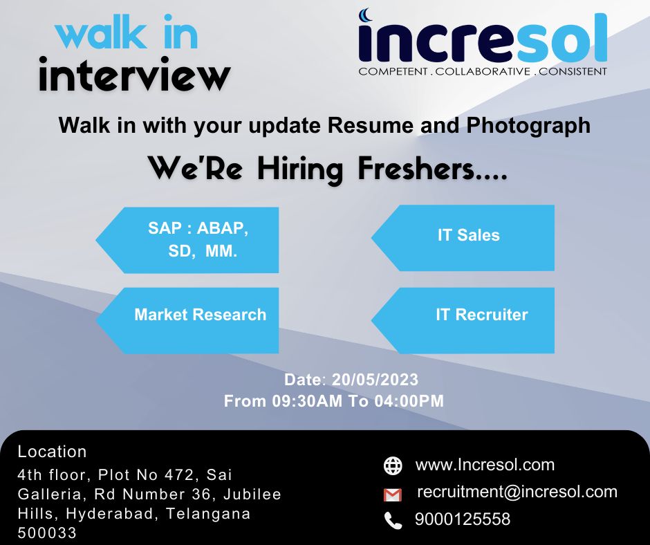 Suresh Kola on LinkedIn: #incresol #walkin #sap #interview #hiring # ... Suresh Kola on LinkedIn: #incresol #walkin #sap #interview #hiring # ...