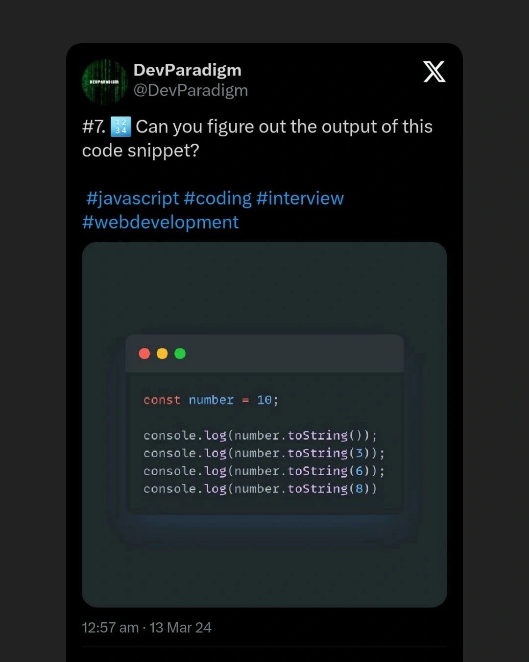 How to convert a number to a string in JavaScript | DevParadigm posted ... How to convert a number to a string in JavaScript | DevParadigm posted ...
