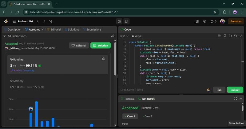 #100daysofcode #leetcode #java #datastructures #linkedlist #palindrome ... #100daysofcode #leetcode #java #datastructures #linkedlist #palindrome ...