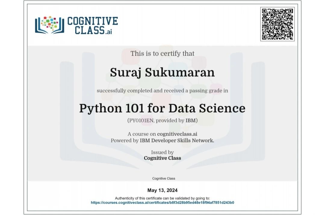 #python #datascience #ibm | Suraj Sukumaran #python #datascience #ibm | Suraj Sukumaran