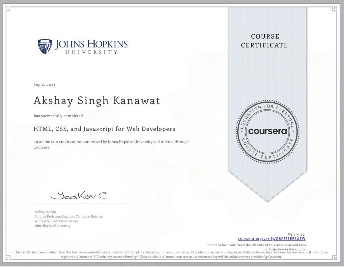 Akshay Singh Kanawat on LinkedIn: #coursera #webdevelopment #html5 # ... Akshay Singh Kanawat on LinkedIn: #coursera #webdevelopment #html5 # ...