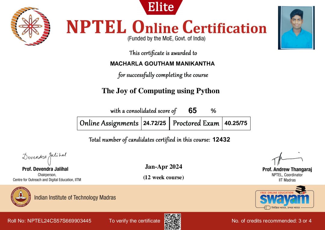 goutham macharla on LinkedIn: #nptel #pythonprogramming # ... goutham macharla on LinkedIn: #nptel #pythonprogramming # ...