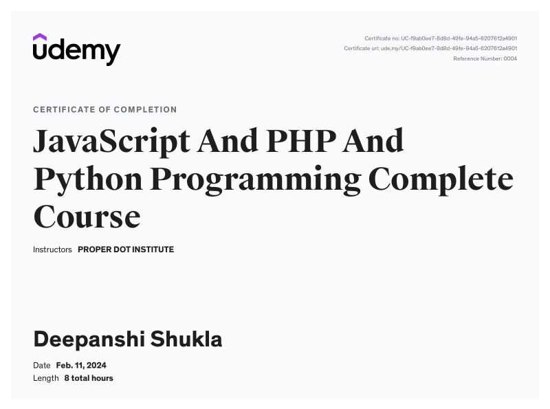 Deepanshi Shukla on LinkedIn: #udemy #properinstitute #javascript # ... Deepanshi Shukla on LinkedIn: #udemy #properinstitute #javascript # ...