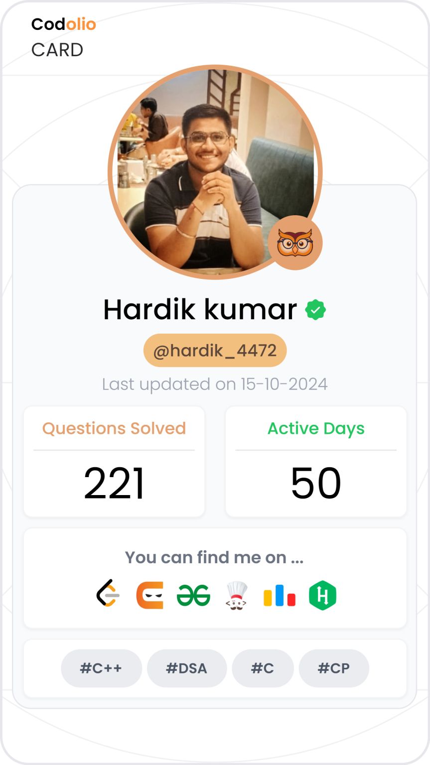 Hardik Kumar on LinkedIn: #cplusplus #dsa #codingchallenge # ... Hardik Kumar on LinkedIn: #cplusplus #dsa #codingchallenge # ...