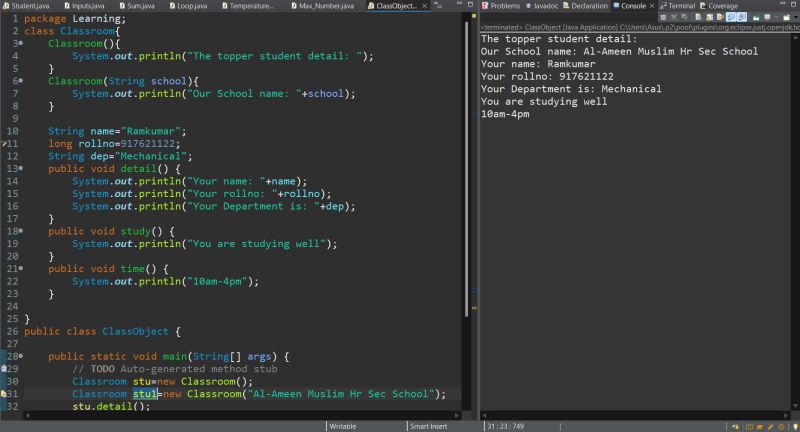 Learned about classes, objects, and constructors in Java | RAMKUMAR K ... Learned about classes, objects, and constructors in Java | RAMKUMAR K ...