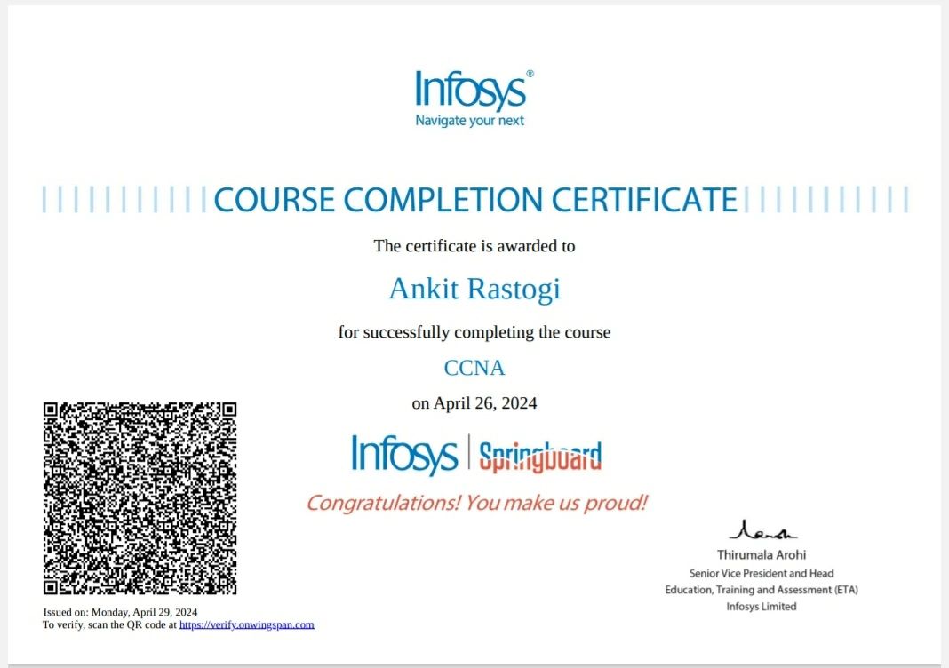 Ankit Rastogi on LinkedIn: #networking #electronics #ccna #infosys # ... Ankit Rastogi on LinkedIn: #networking #electronics #ccna #infosys # ...