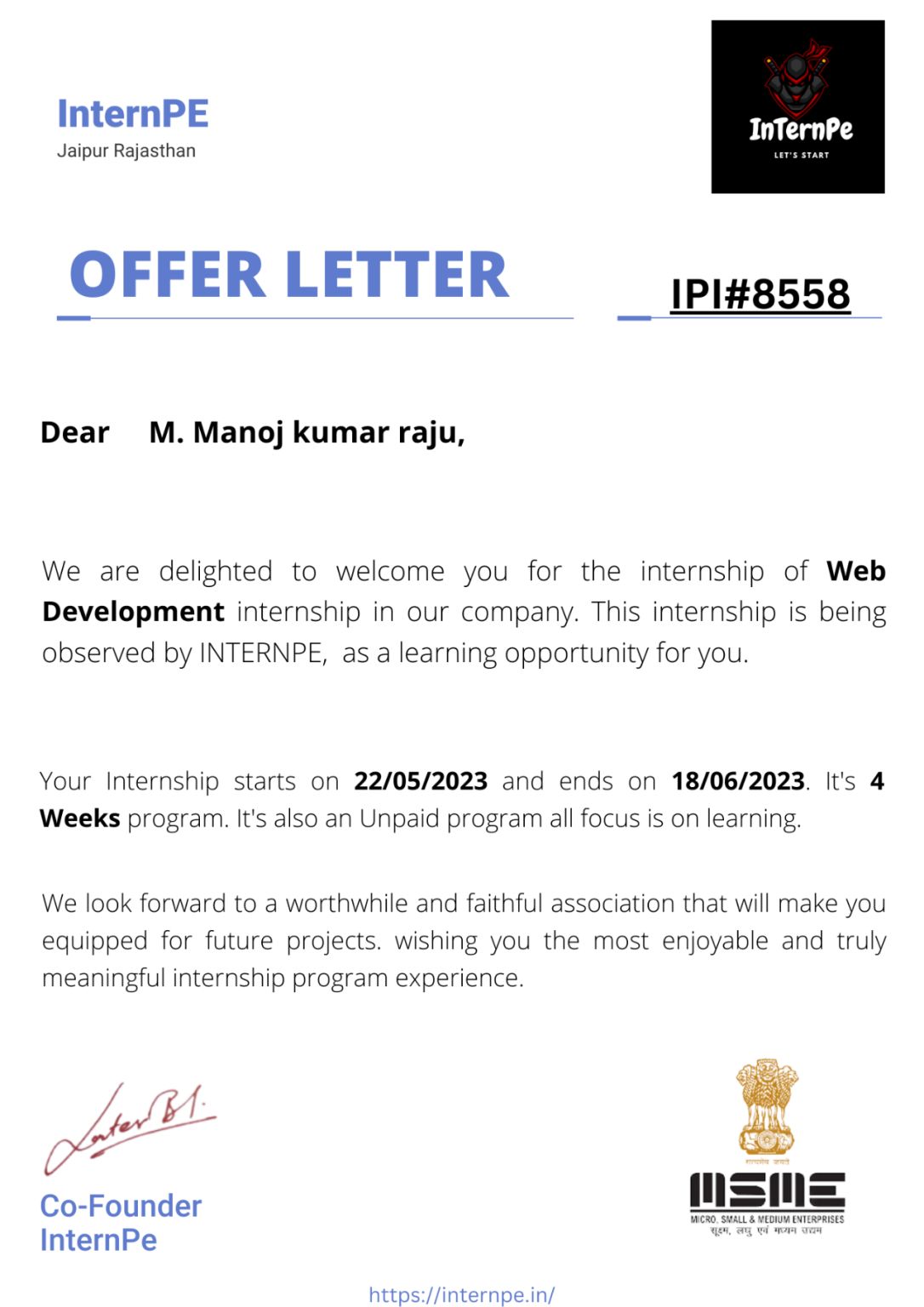 Manoj Kumar Raju Muddaluru on LinkedIn: #internpe #intern Manoj Kumar Raju Muddaluru on LinkedIn: #internpe #intern