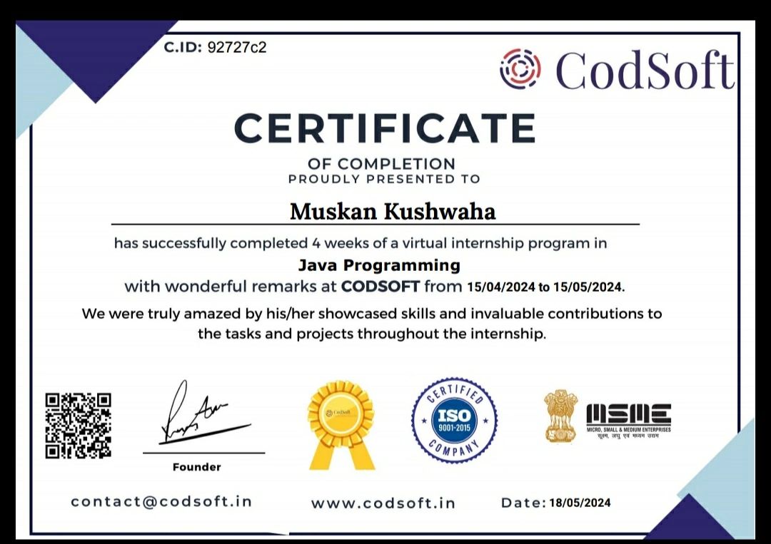 learning java | Muskan Kushwaha learning java | Muskan Kushwaha