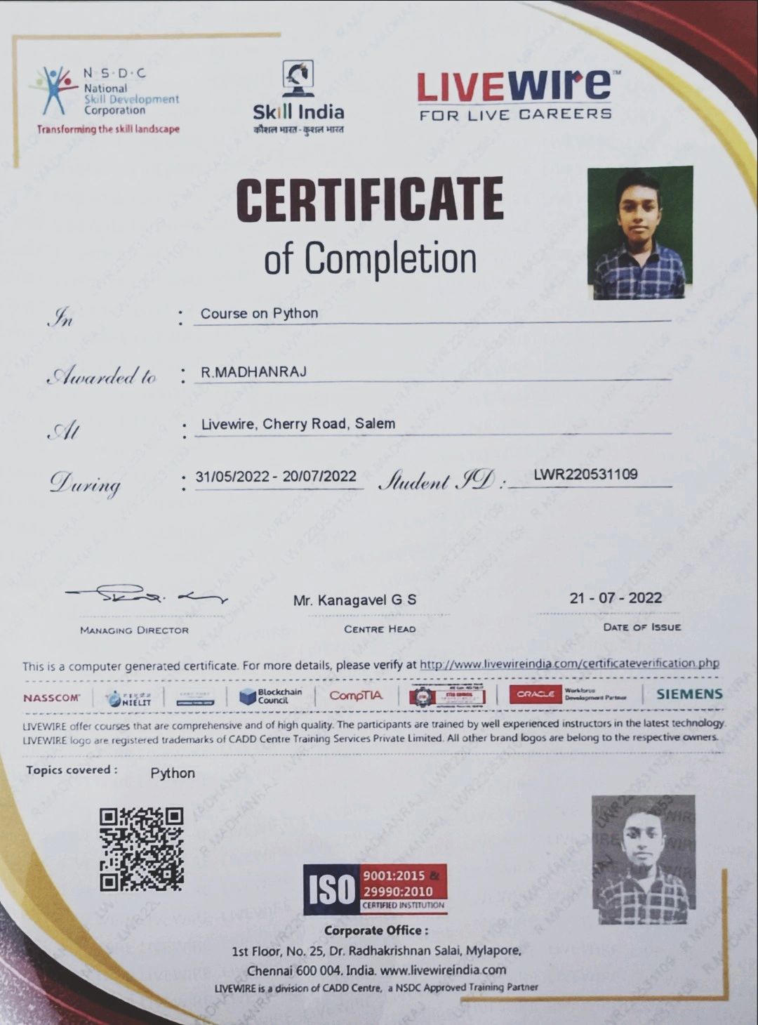 Madhanraj R on LinkedIn: #pythoncertified #codingjourney #livewire #python Madhanraj R on LinkedIn: #pythoncertified #codingjourney #livewire #python