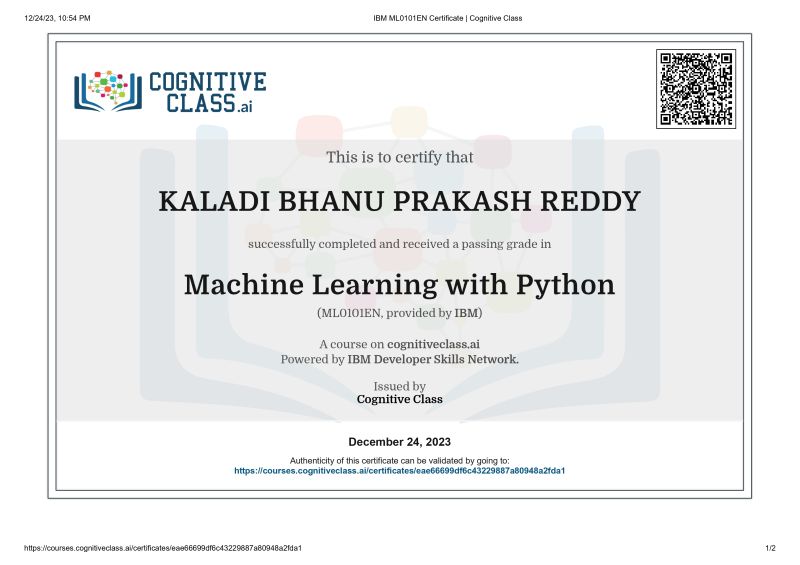 I earned a new certification in Machine Learning with Python | KALADI ... I earned a new certification in Machine Learning with Python | KALADI ...