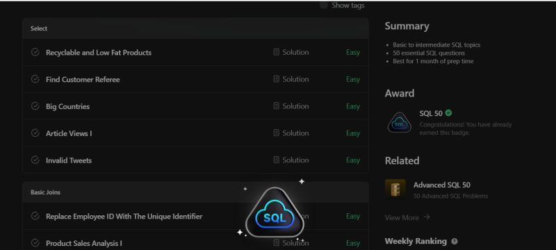 Earned SQL badge on LeetCode | Sombuddha Biswas posted on the topic ... Earned SQL badge on LeetCode | Sombuddha Biswas posted on the topic ...