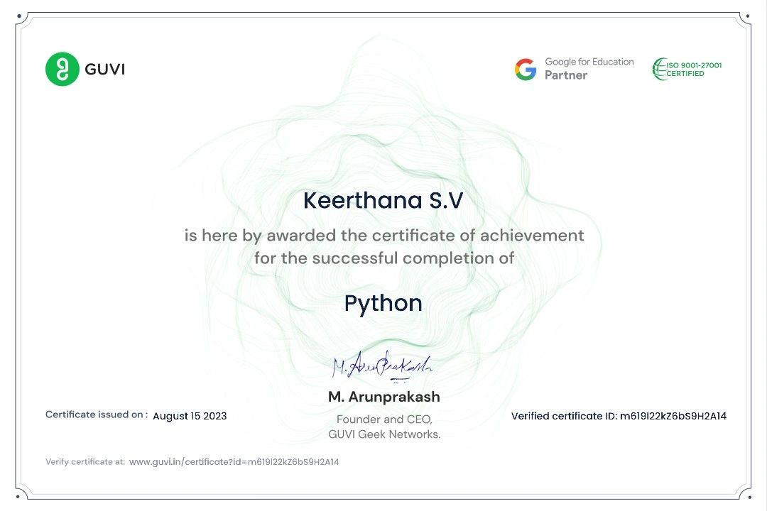 Keerthana S.V on LinkedIn: #guvi #pythonprogramming #python # ... Keerthana S.V on LinkedIn: #guvi #pythonprogramming #python # ...