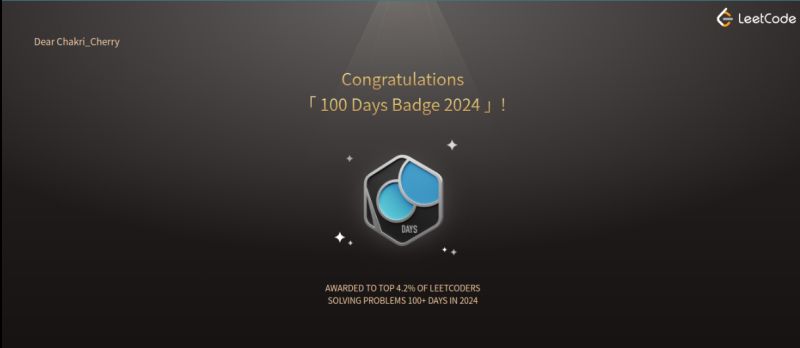 KOMMU CHAKRADHAR on LinkedIn: π 100 Days of LeetCode - Badge Earned! π ... KOMMU CHAKRADHAR on LinkedIn: π 100 Days of LeetCode - Badge Earned! π ...