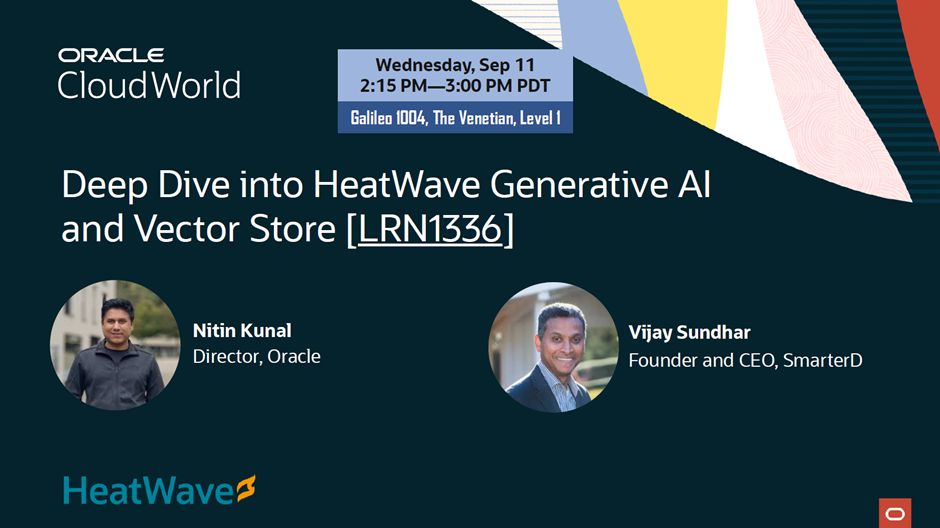 Abhinav Agarwal on LinkedIn: #oraclecloudworld #heatwave #mysql # ... Abhinav Agarwal on LinkedIn: #oraclecloudworld #heatwave #mysql # ...
