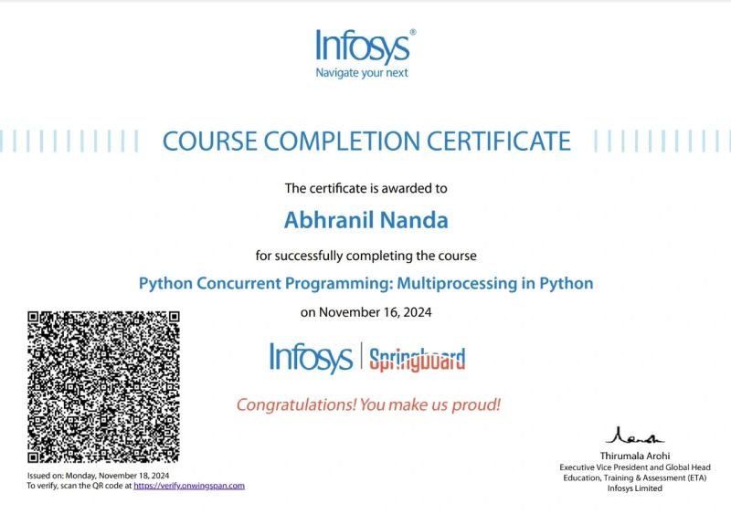 Abhranil Nanda on LinkedIn: #pythoncertification #infosysspringboard # ... Abhranil Nanda on LinkedIn: #pythoncertification #infosysspringboard # ...