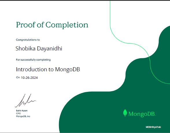 Shobika Dayanidhi on LinkedIn: #mongodb #learningjourney #datascience # ... Shobika Dayanidhi on LinkedIn: #mongodb #learningjourney #datascience # ...