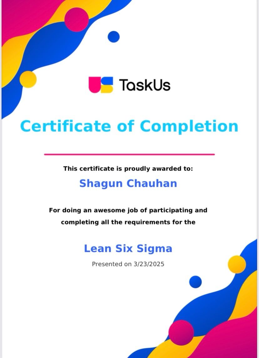 TaskUs (Lean six Sigma) | Shagun Chauhan TaskUs (Lean six Sigma) | Shagun Chauhan