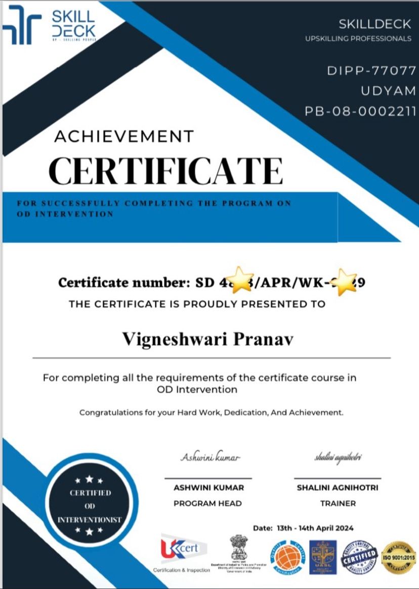 Another milestone achieved!! Certified OD Intervention Practitioner ... Another milestone achieved!! Certified OD Intervention Practitioner ...