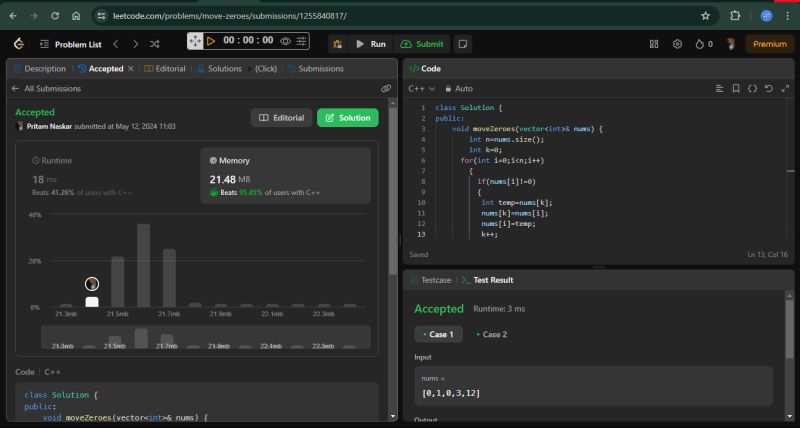 How to move zeroes on LeetCode | Pritam Naskar posted on the topic ... How to move zeroes on LeetCode | Pritam Naskar posted on the topic ...