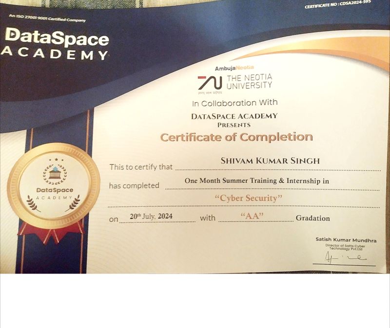 Shivam Kumar Singh on LinkedIn: Completed my One month internship from ... Shivam Kumar Singh on LinkedIn: Completed my One month internship from ...