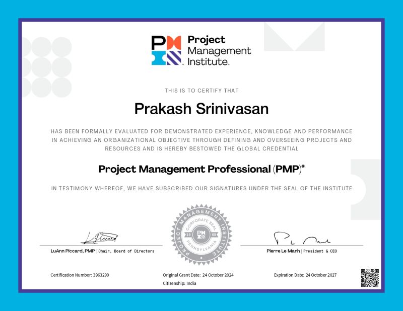 Prakash Srinivasan on LinkedIn: #projectmanagement #pmi #pmp | 14 comments Prakash Srinivasan on LinkedIn: #projectmanagement #pmi #pmp | 14 comments