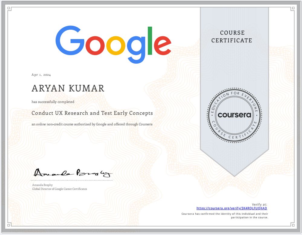 ARYAN KUMAR on LinkedIn: #ui #ux #uiux #google #coursera #figma #uxresearch ARYAN KUMAR on LinkedIn: #ui #ux #uiux #google #coursera #figma #uxresearch