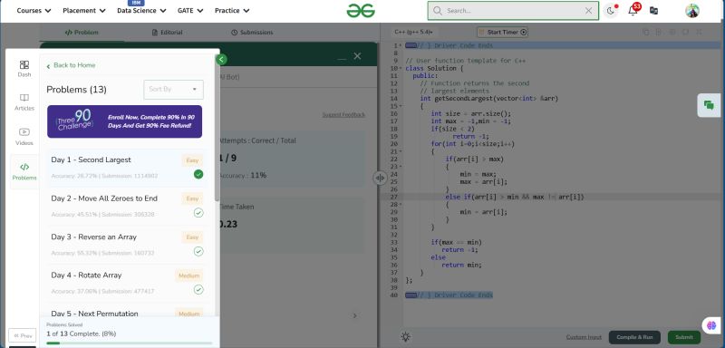 #gfg160 #160daysofcode #dsa #geeksforgeeks #codingchallenge… | Vamsi ... #gfg160 #160daysofcode #dsa #geeksforgeeks #codingchallenge… | Vamsi ...
