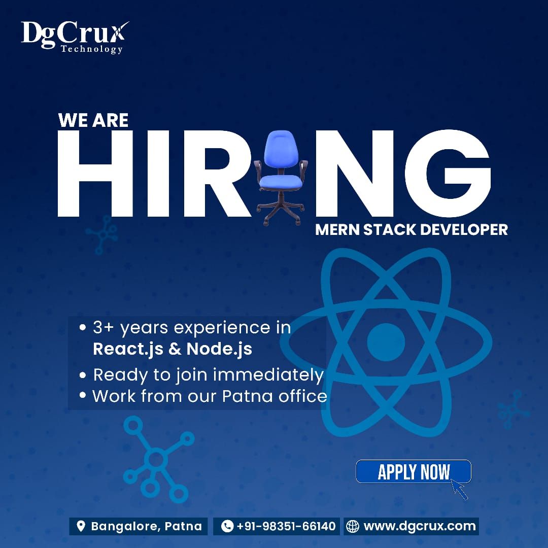 DgCrux Technology on LinkedIn: #techjobs #reactjs #nodejs #patna # ... DgCrux Technology on LinkedIn: #techjobs #reactjs #nodejs #patna # ...