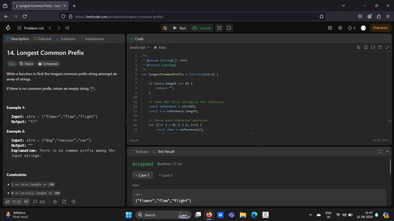 LeetCode challenge: Longest Common Prefix | Aromal Satheesh posted on ... LeetCode challenge: Longest Common Prefix | Aromal Satheesh posted on ...