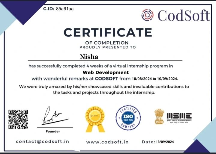 Nisha Bhaskar on LinkedIn: #codesoft #codsoft #codsoft #codsoft # ... Nisha Bhaskar on LinkedIn: #codesoft #codsoft #codsoft #codsoft # ...