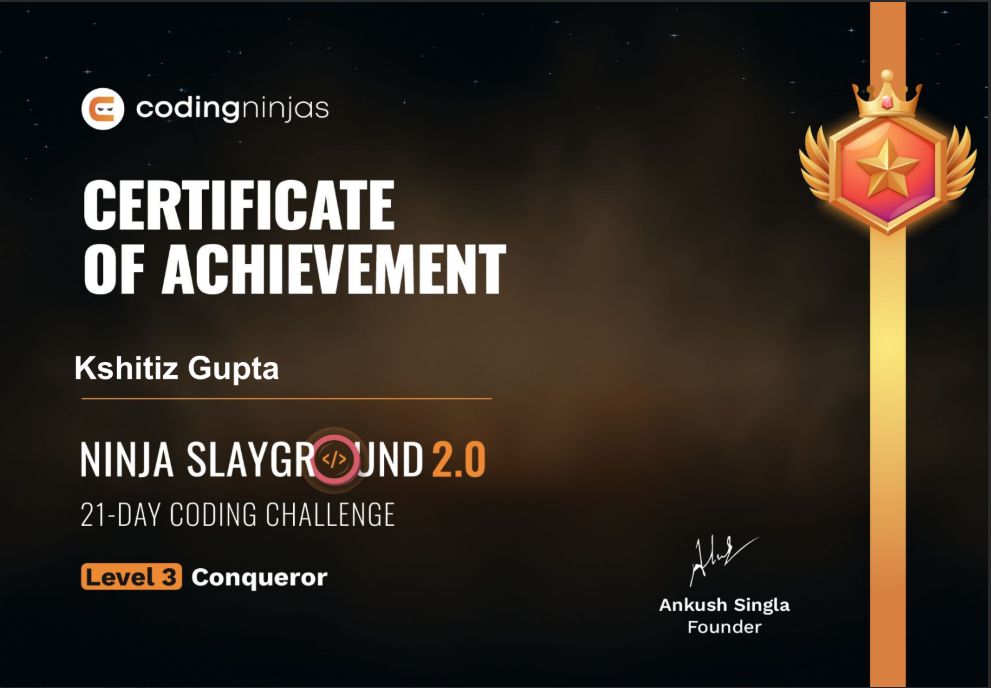 KSHITIZ GUPTA on LinkedIn: #codingjourney #achievement #consistency # ... KSHITIZ GUPTA on LinkedIn: #codingjourney #achievement #consistency # ...