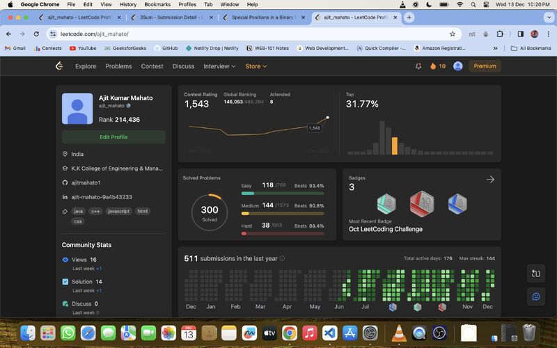 Ajit Mahato on LinkedIn: 🚀 Exciting Milestone Achieved: 300 LeetCode ... Ajit Mahato on LinkedIn: 🚀 Exciting Milestone Achieved: 300 LeetCode ...