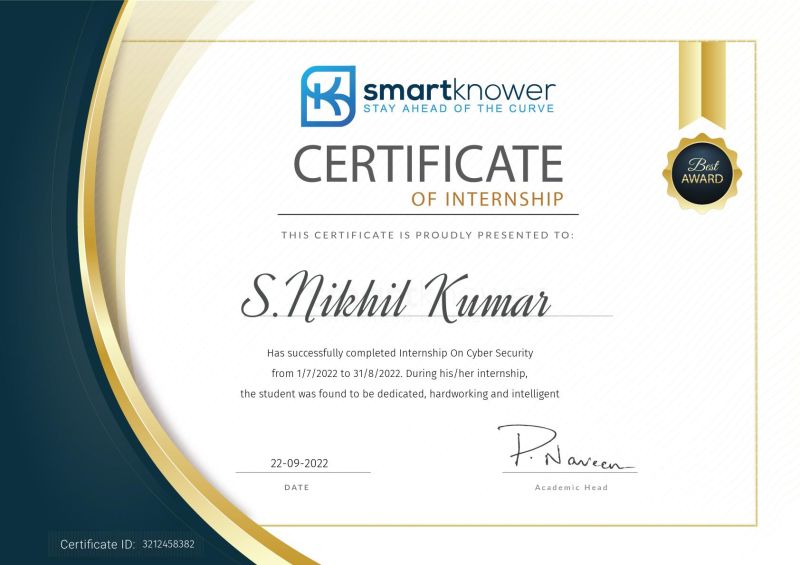 Nikhil Kumar Satrasala on LinkedIn: #cybersecurity #certification # ... Nikhil Kumar Satrasala on LinkedIn: #cybersecurity #certification # ...