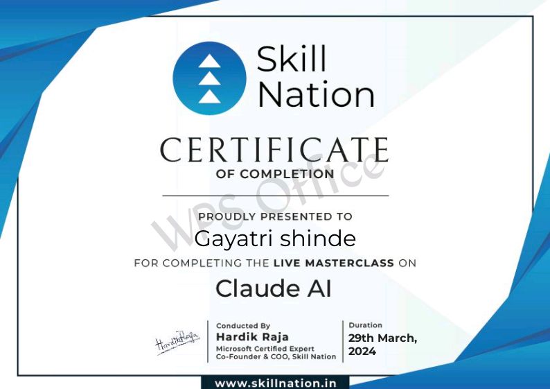 Gayatri Shinde on LinkedIn: #skillnation #claudeai Gayatri Shinde on LinkedIn: #skillnation #claudeai