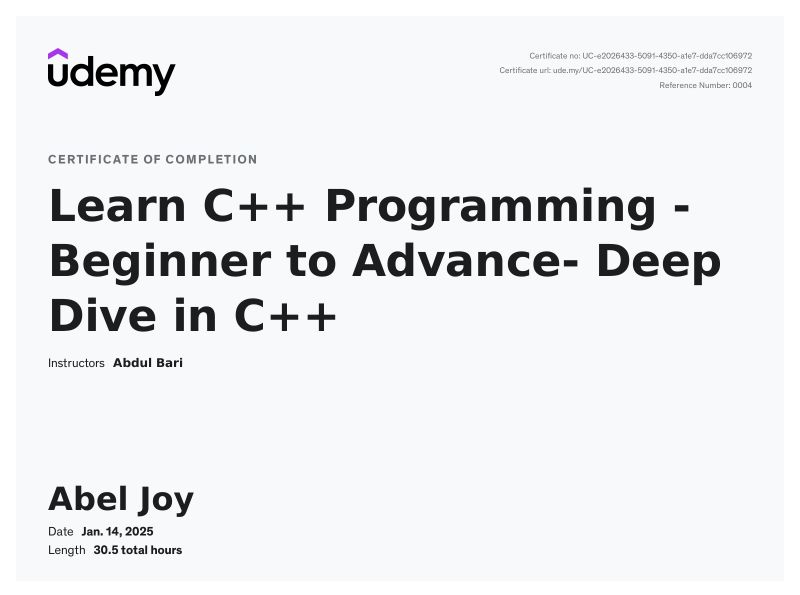 Abel Joy on LinkedIn: #cplusplus #programming #learning #udemy # ... Abel Joy on LinkedIn: #cplusplus #programming #learning #udemy # ...